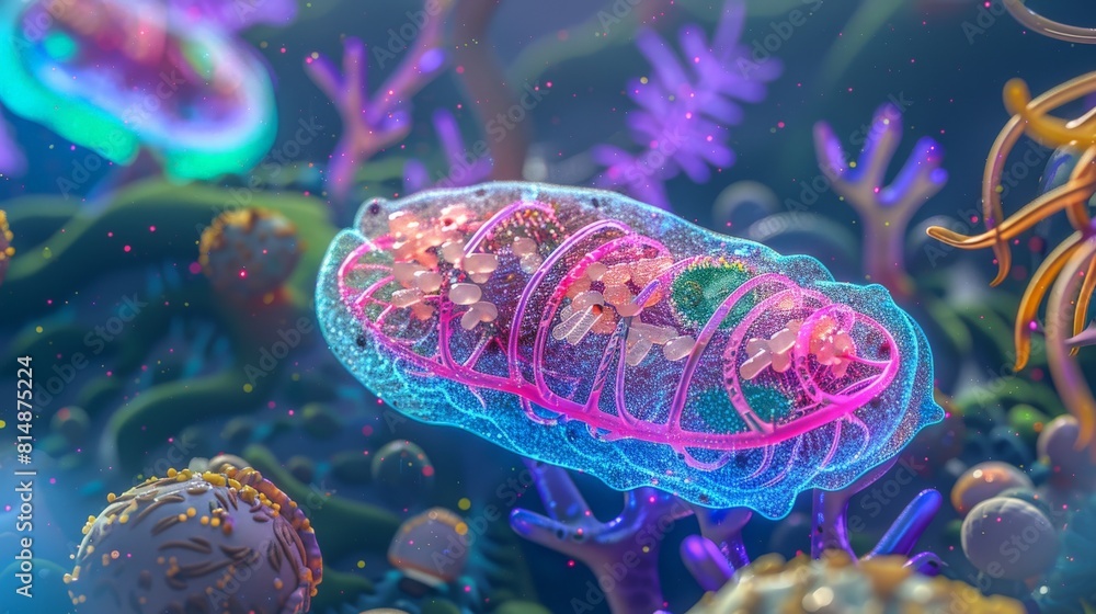 Cross-sectional illustration of a mitochondria,It has an internal ...
