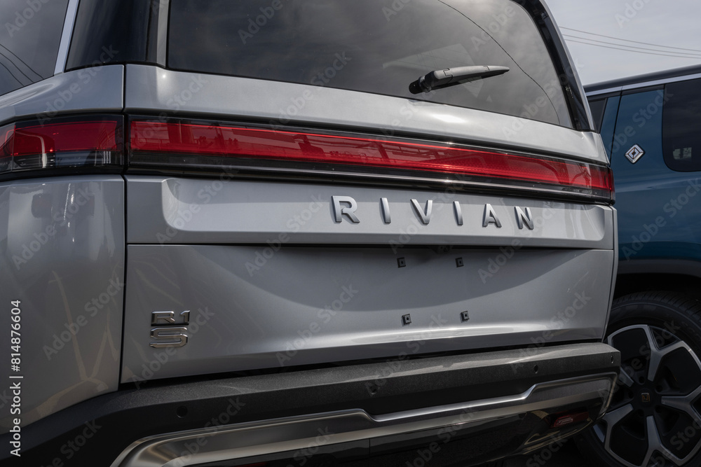 Rivian R1S SUV display. Rivian offers the R1S in Adventure, Adventure ...