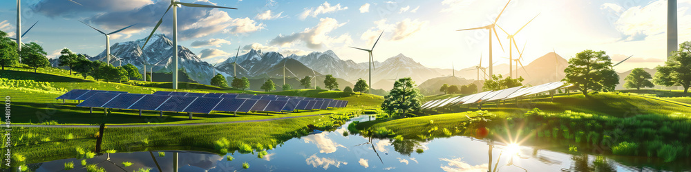 Renewable Energy: Highlight renewable energy sources like solar panels ...