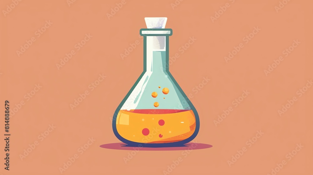 Boiling flask flat design, side view, flask theme, cartoon drawing ...