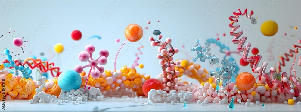 Colorful Molecular Infographic Highlighting Cellular Biomolecular ...