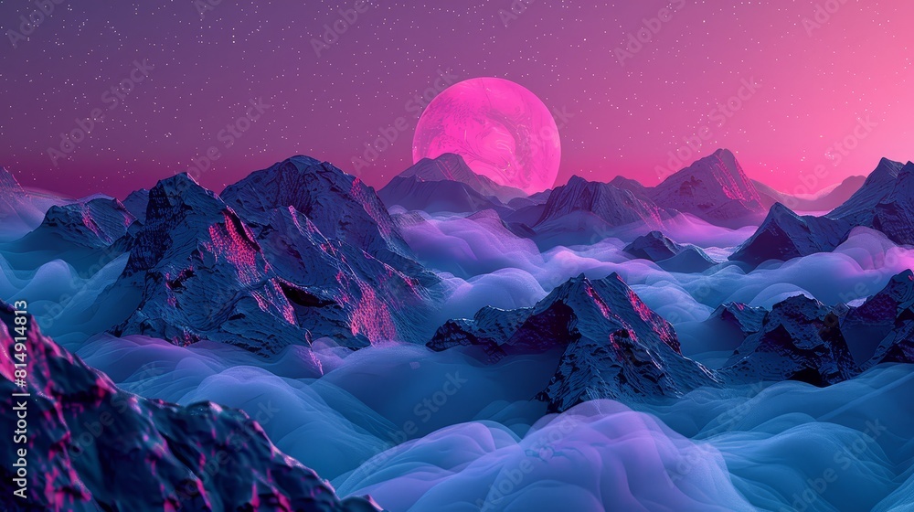 Nebula visualization flat design front view interstellar theme 3D ...