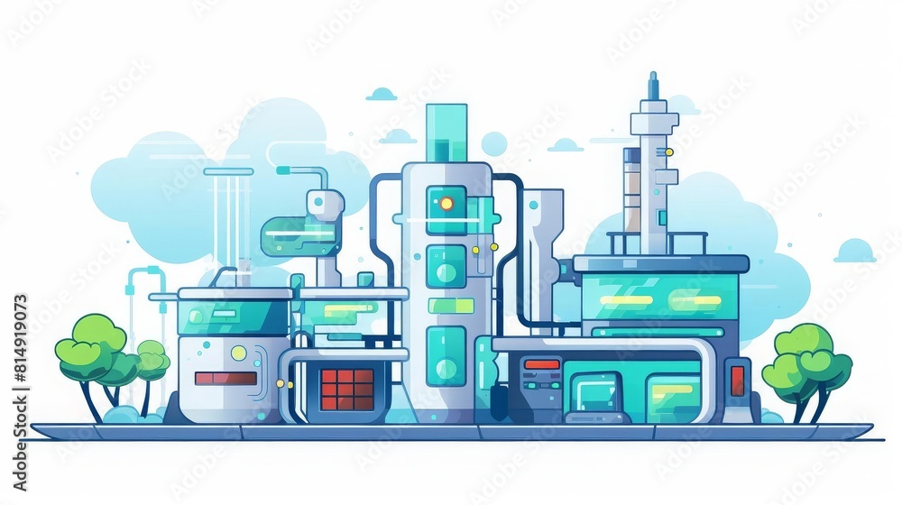 Futuristic biotech lab flat design front view genetic modifications ...