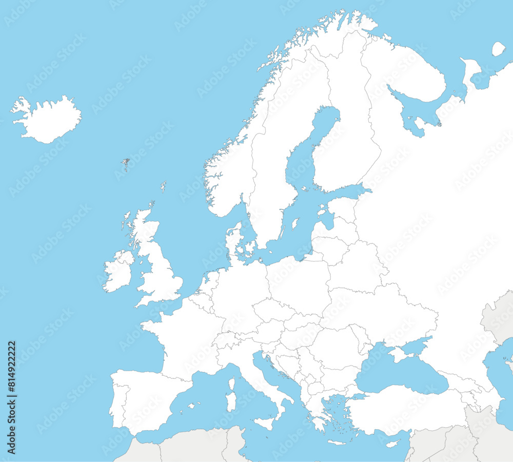 Blank Political Europe Map Vector Illustration With Countries In White