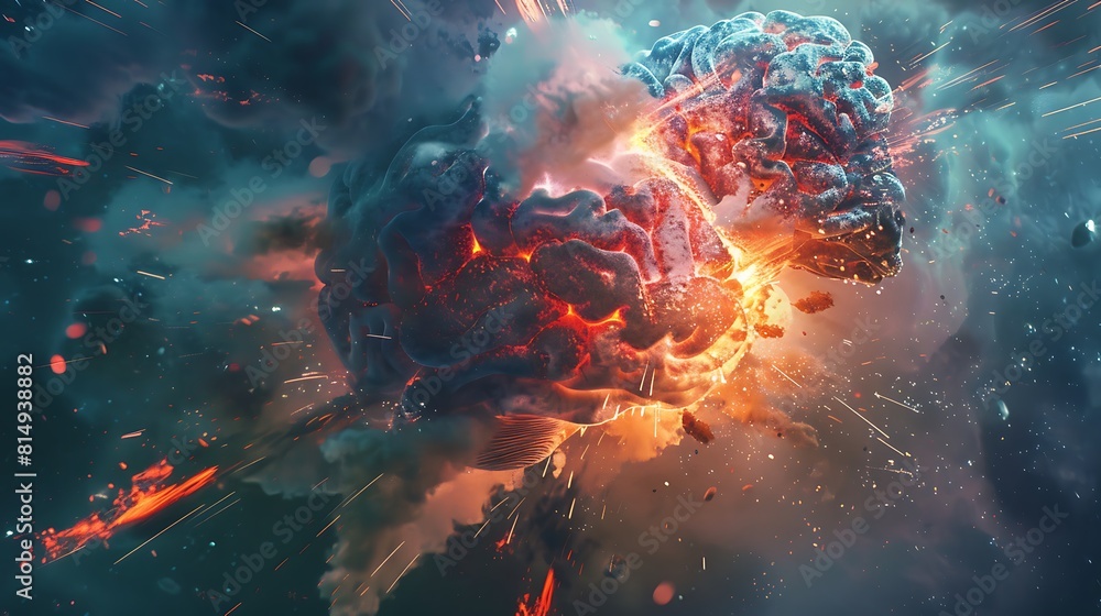 Artificial Intelligence technology with exploding brain Stock Photo ...