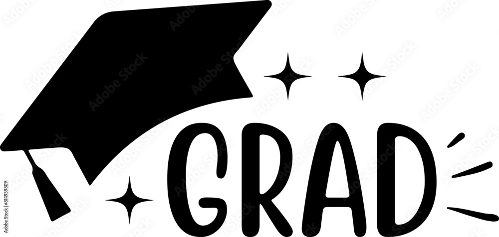 Graduation grad typography clip art design on plain white transparent ...
