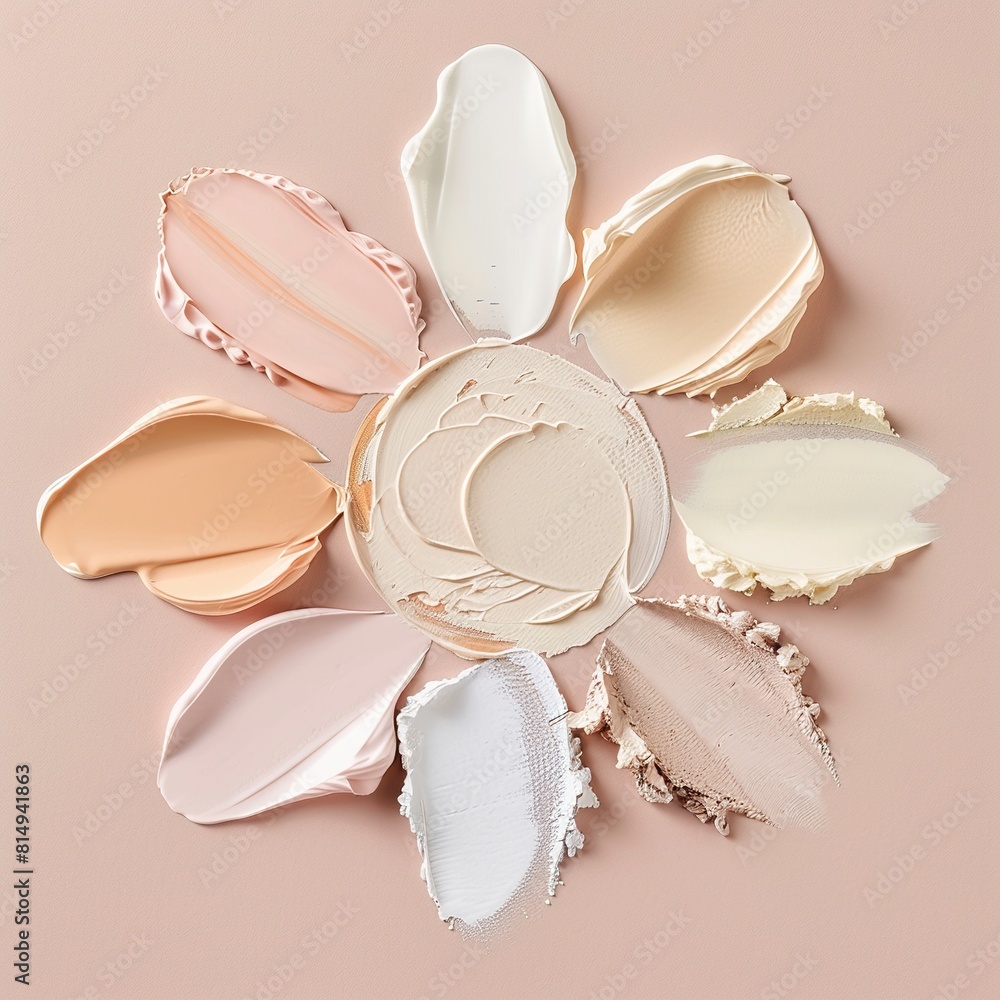 Skin care cream samples in a circle. Skin care texture swatches or gels ...