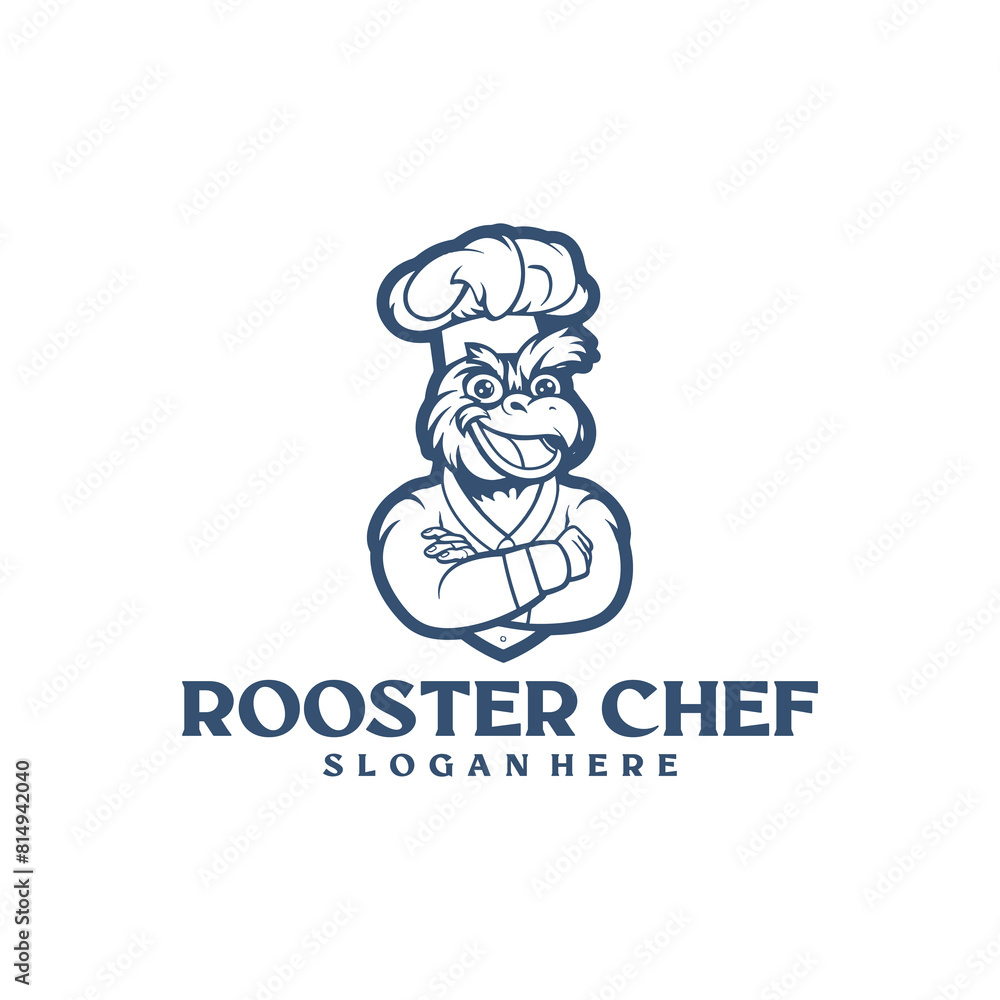 Rooster chef logo vector illustration Stock Vector | Adobe Stock