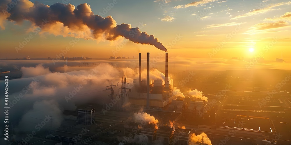 Coal Power Plant's Smokestacks Emit CO Contributing to Air Pollution ...
