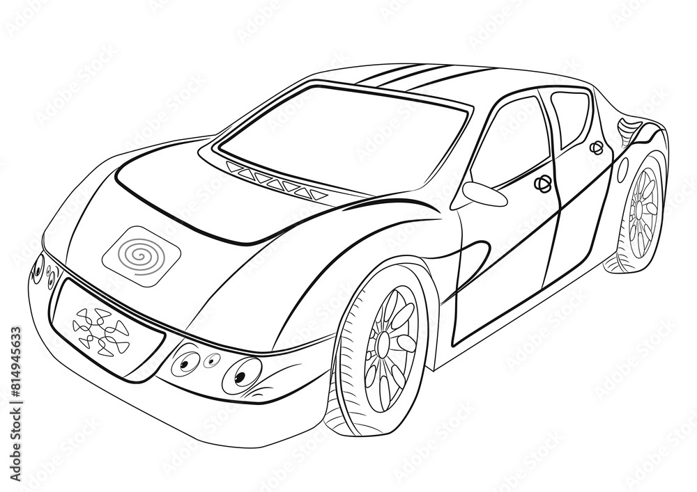 Coloring page, one car, coloring page for children or adults. Coloring ...