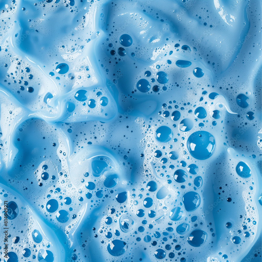 Fondo con detalle y textura de capa de espuma y liquido de tono azul ...