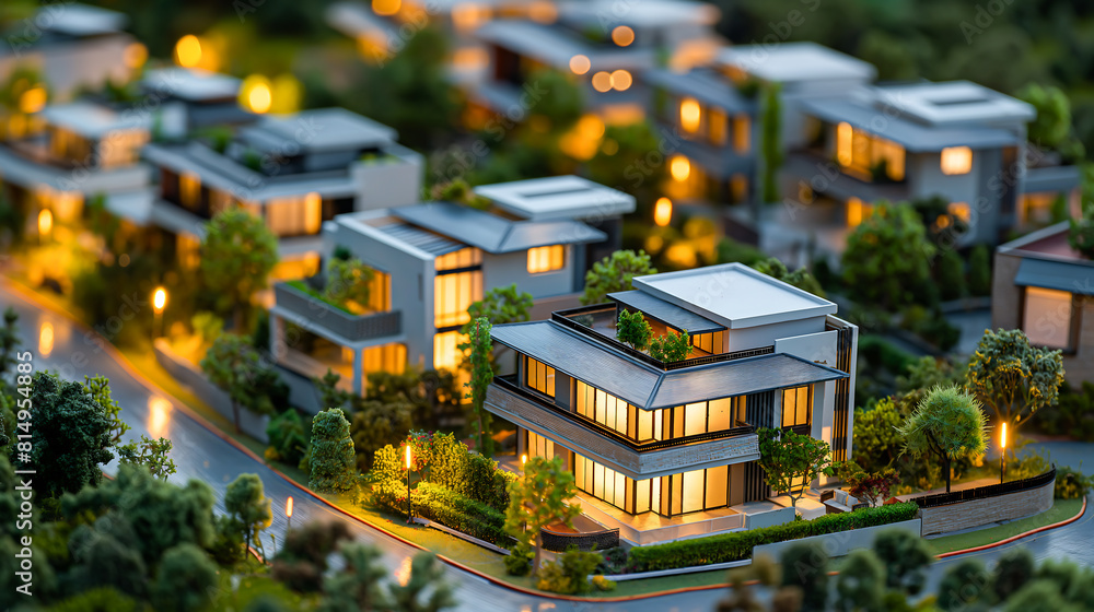 Modern generic contemporary style miniature model of townhouse ...