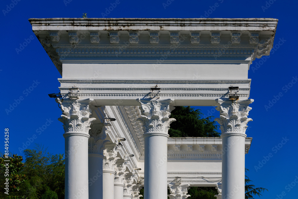 Elements of architectural decorations of buildings, columns and ...