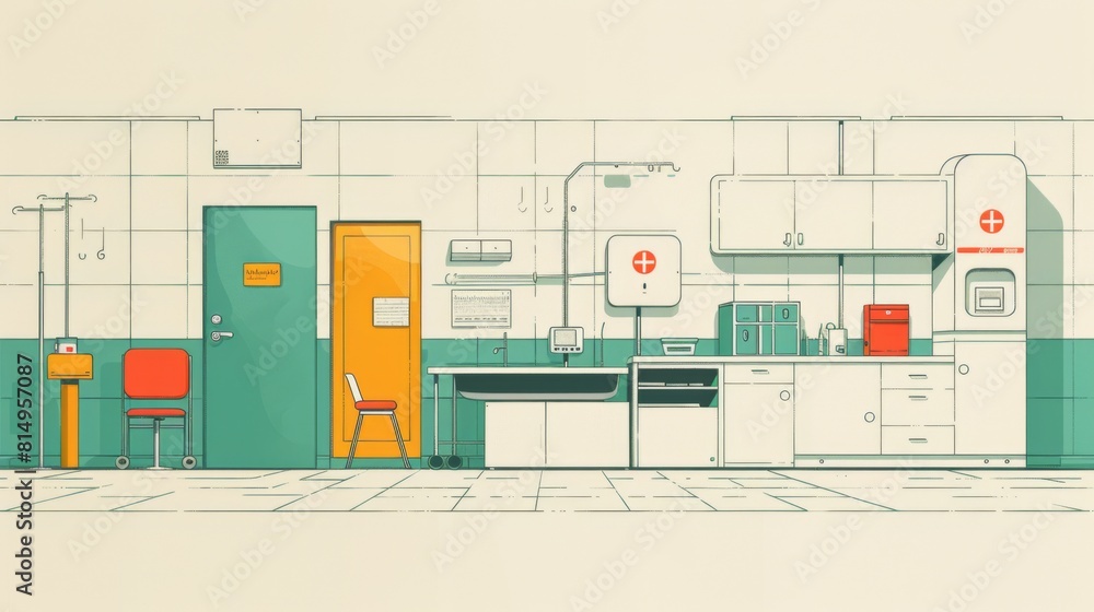 Illustration of a modern operating room with medical equipment ...