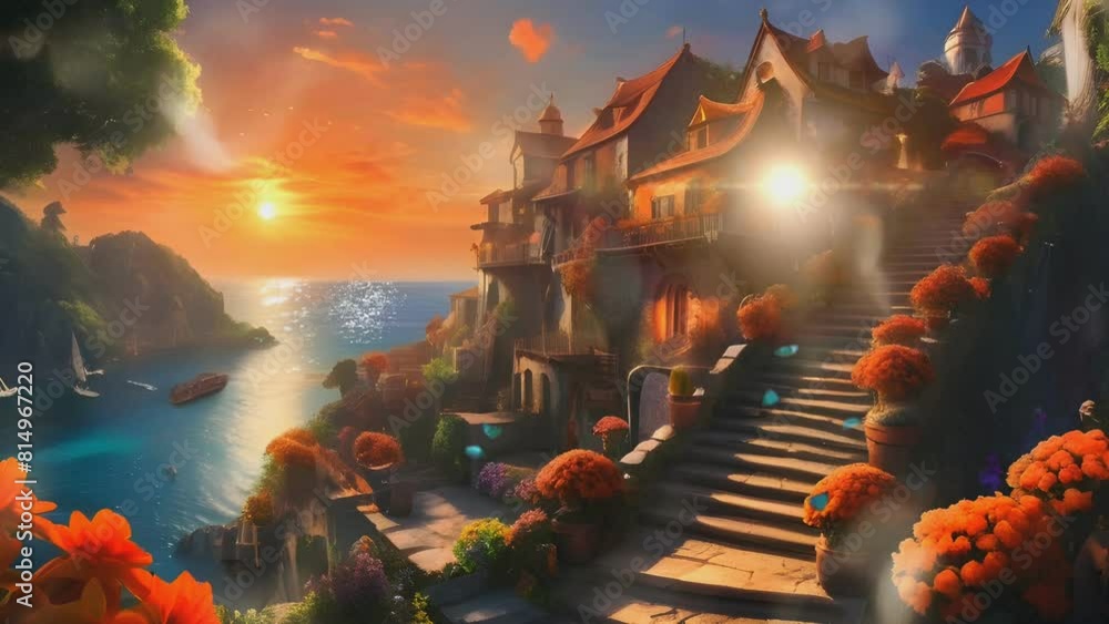 beautiful countryside on seaside cliffs with views of the open sea and ...