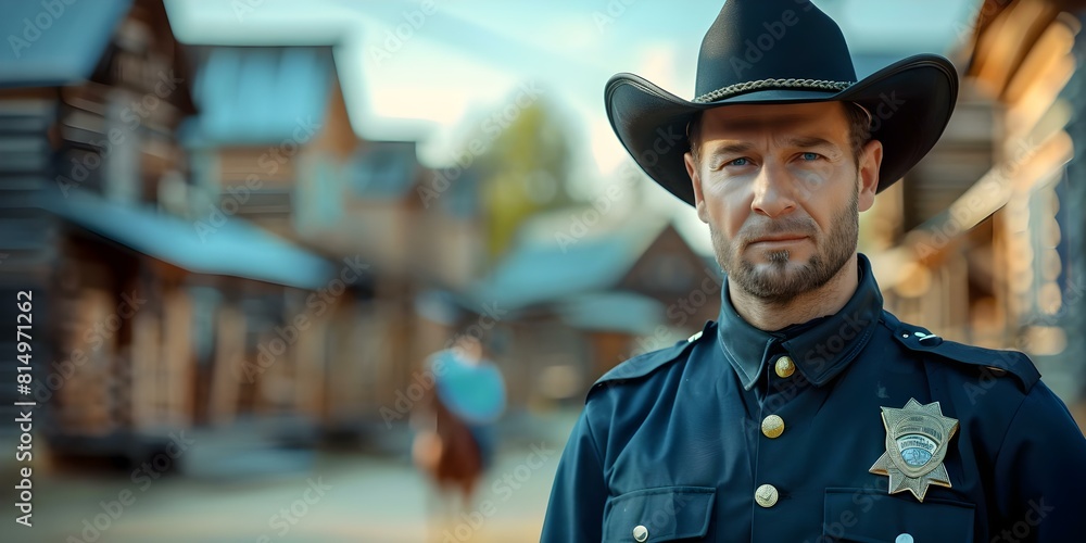 Sheriff in Western Town Street: Portrait of Uniformed Officer with ...