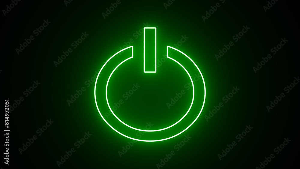 glowing green neon power icon button icons that are turned on and off ...