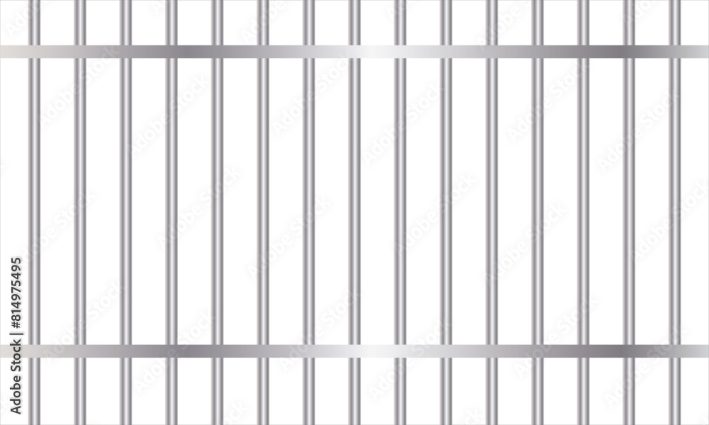 Set of realistic prison metal bars isolated on white background. Iron ...