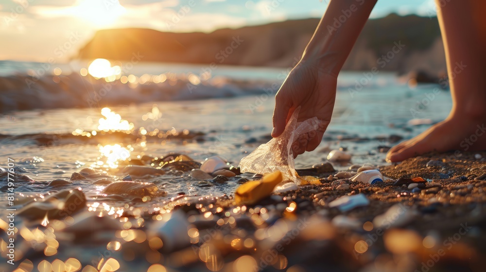 Save water. Volunteer pick up trash garbage at the beach and plastic ...