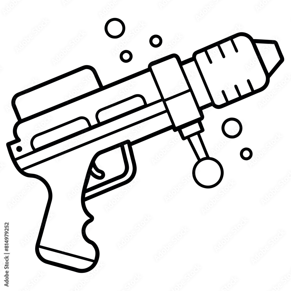 Water Gun outline coloring book page line art illustration digital ...
