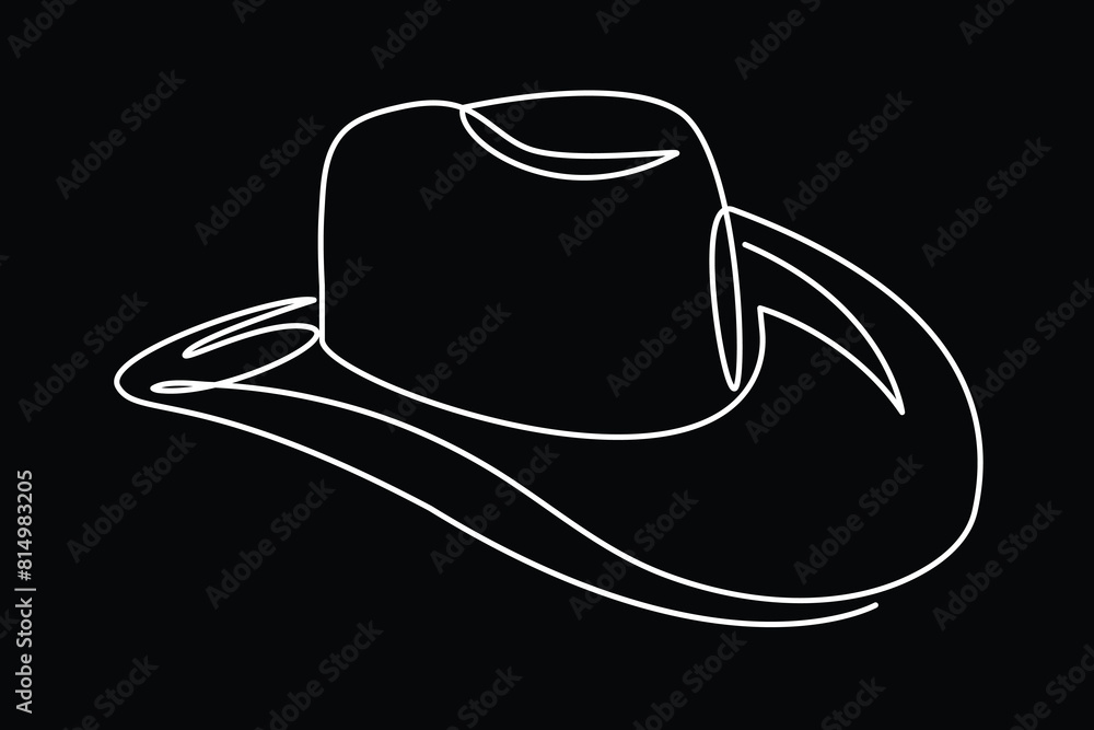 Continuous one line drawing of cowboy hat. Simple cowboy hat line art ...