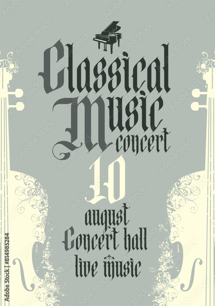 Vector poster for classical music concert with grand piano and two ...