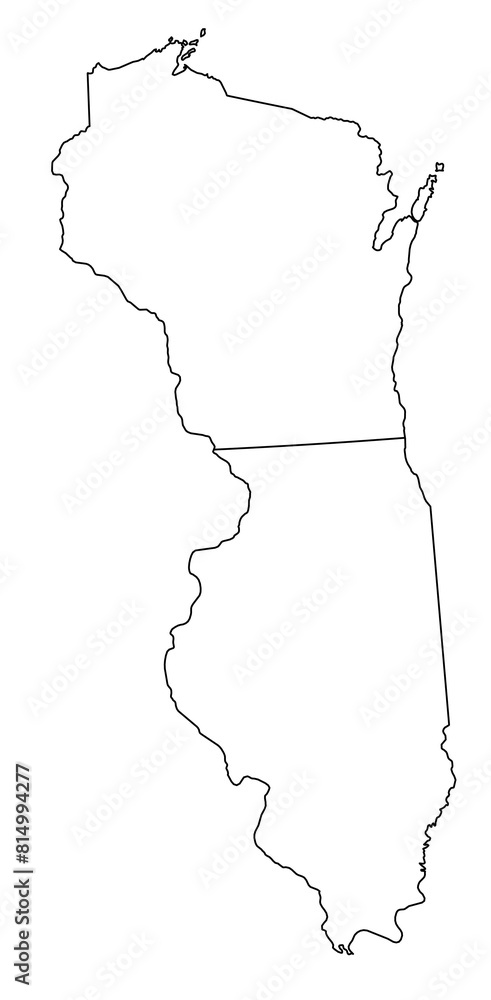 Map of the US states with districts. Map of the U.S. state of Wisconsin ...