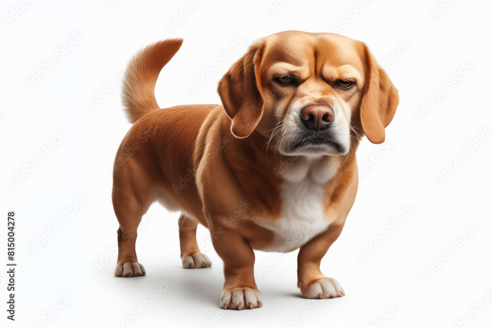 full body Dog with a disgusted expression frown, in clean white ...
