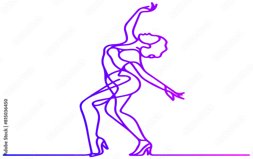 continuous line drawing of woman dancing illustration Vector Stock ...