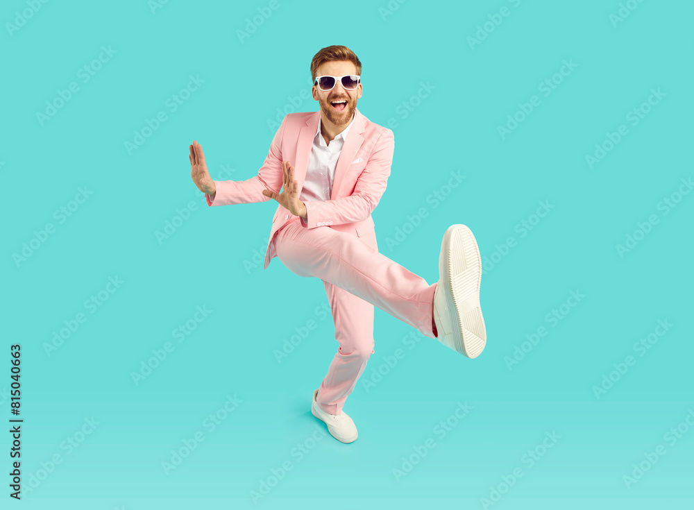 Full body portrait of a happy cool casual young funny man with unshaven ...