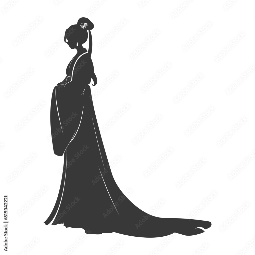 Silhouette independent chinese women wearing hanfu black color only ...