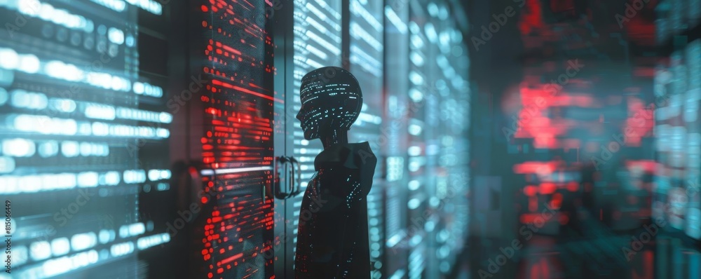 AI ethics and bias Depict a digital screen showing code and data Stock ...