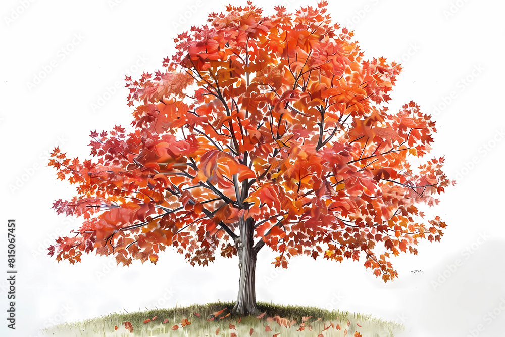 Sugar maple (Acer saccharum) (Colored Pencil) - North America ...