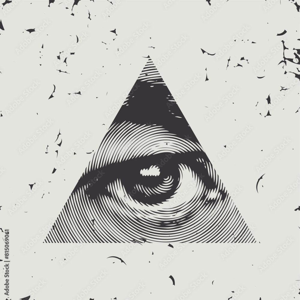 Vetor de The eye of Providence in a triangular pyramid. Monochrome icon ...
