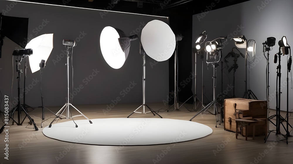 In a contemporary photography studio, the lighting apparatus plays a ...
