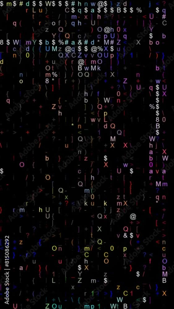 abstract background with dynamic symbols, ASCII animation, matrix ...