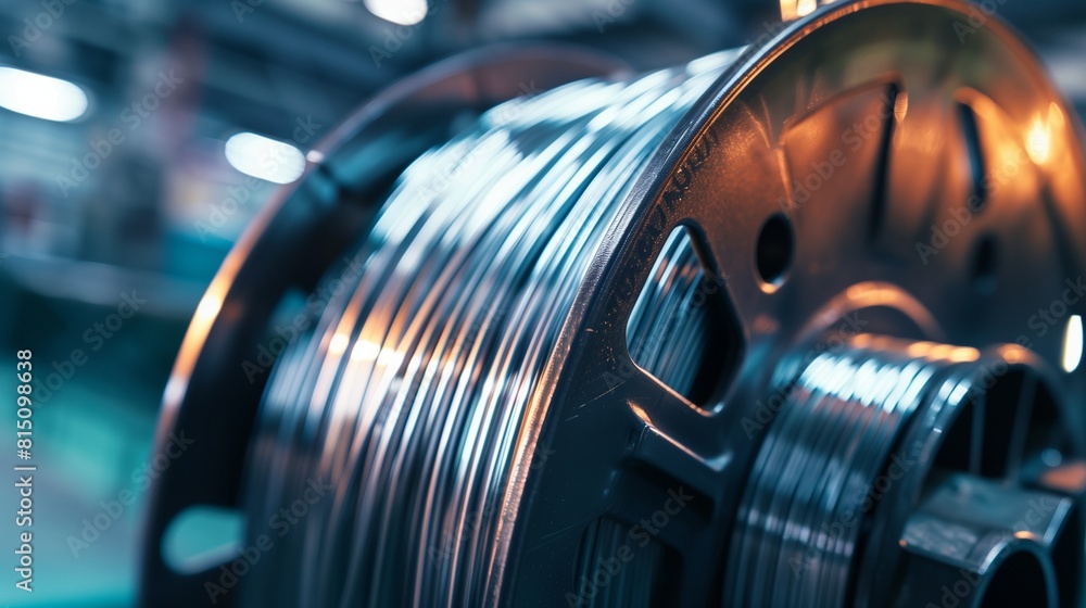 Sharp Image of a Platinum Electrical Wire Spool, Showcasing Materials ...
