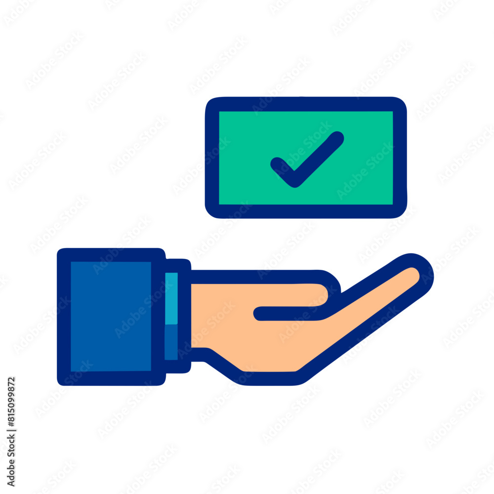 Approval Check Mark Icon - hand with green check mark indicating ...