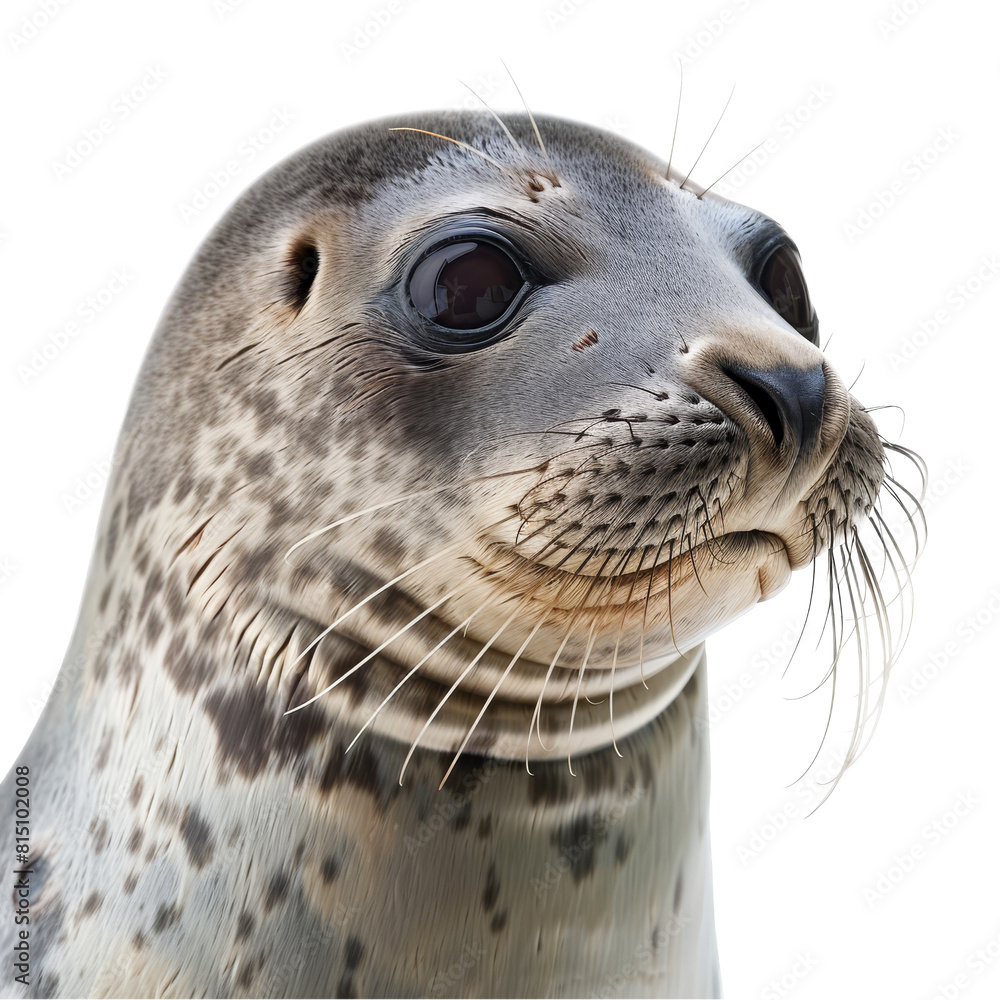 Detailed view of a common seal against a plain white backdrop, a common ...