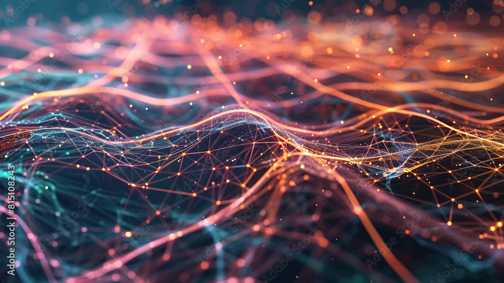 Dynamic lines of energy weaving intricate patterns across a digital ...