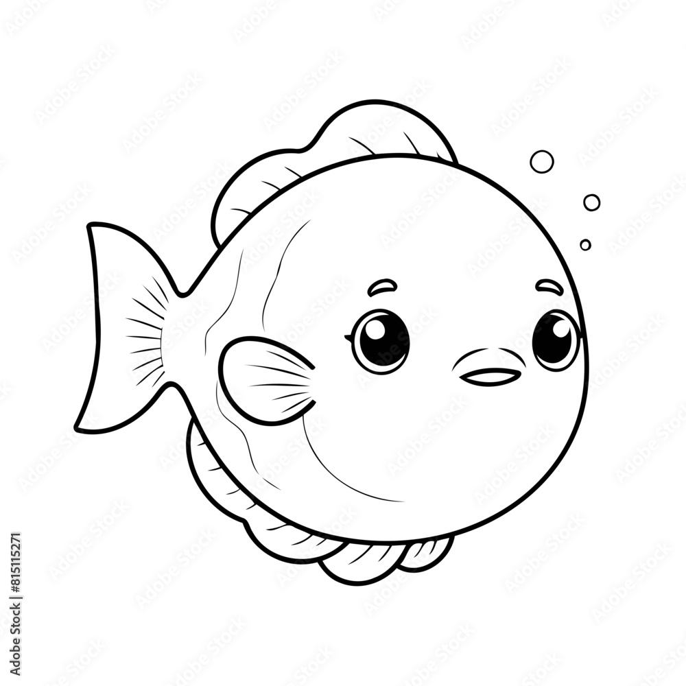 Simple vector illustration of Blobfish drawing for kids colouring ...