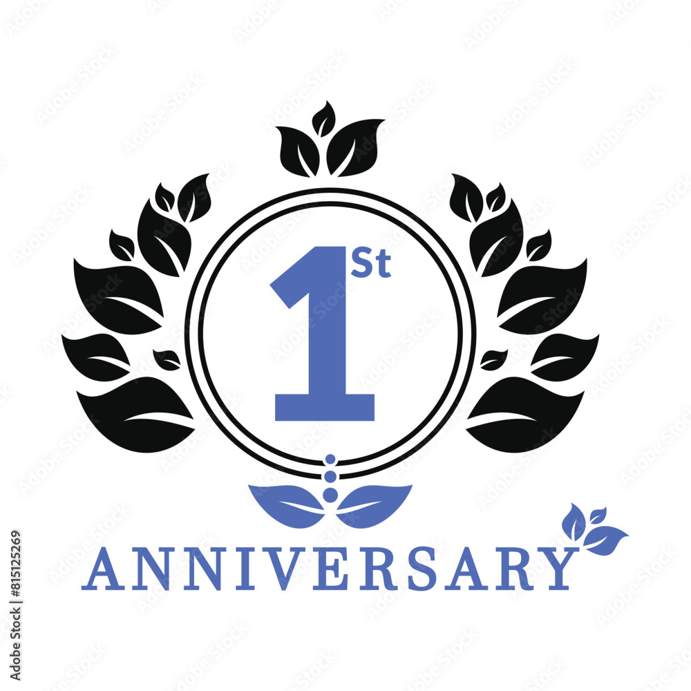 1 year anniversary vector banner template. 1 years Anniversary logo ...