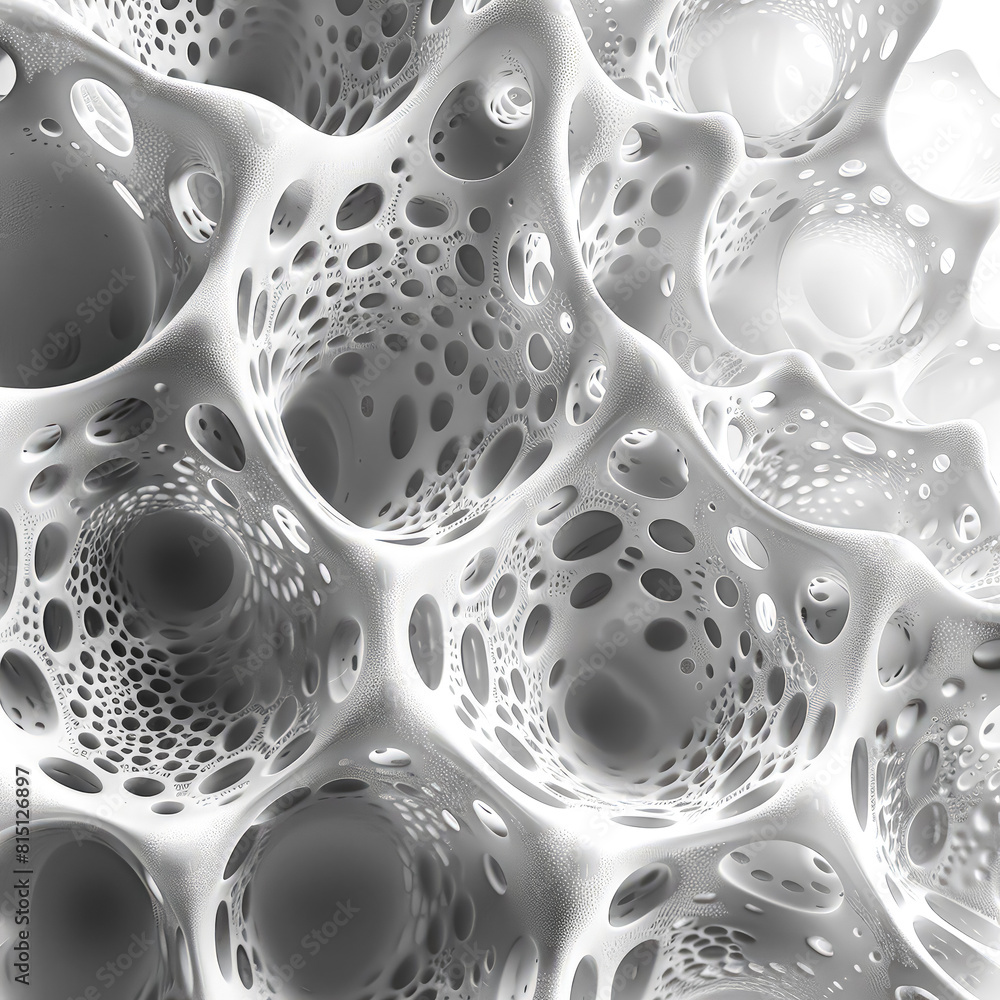 A close up of a bunch of small spheres, some of which are connected to ...