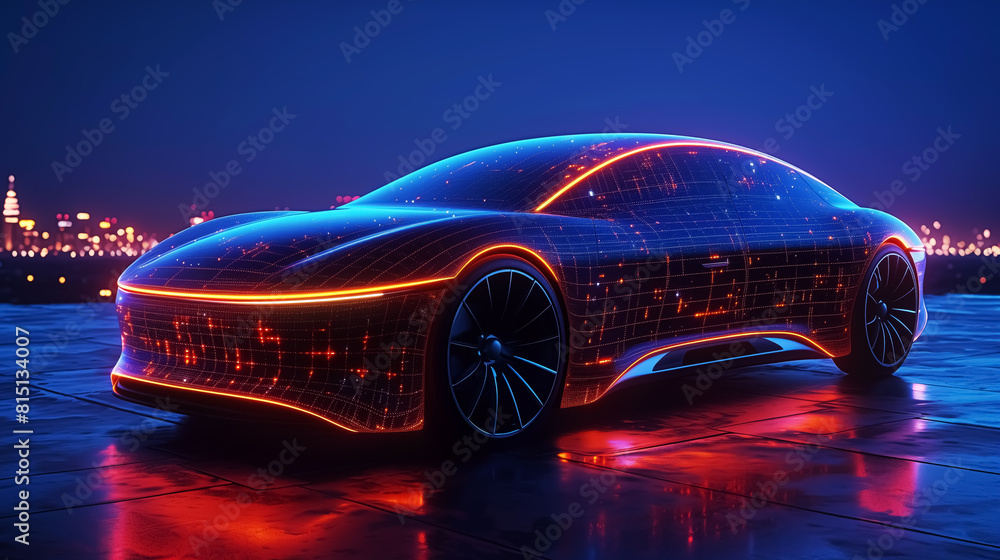 futuristic car concept, cyberpunk style vehicle design. Wall Art Poster ...