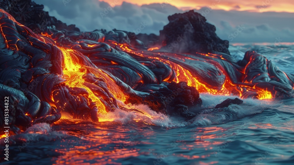 Lava meeting the sea, sizzling interactions at the waterâ€™s edge ...