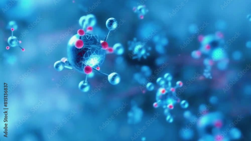 Microscopic world of nanobots and molecular structures, 4K ...