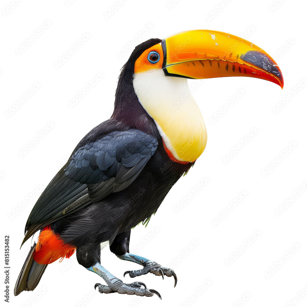 Colorful Toucan Toco bird with large beak standing on a plain Png ...