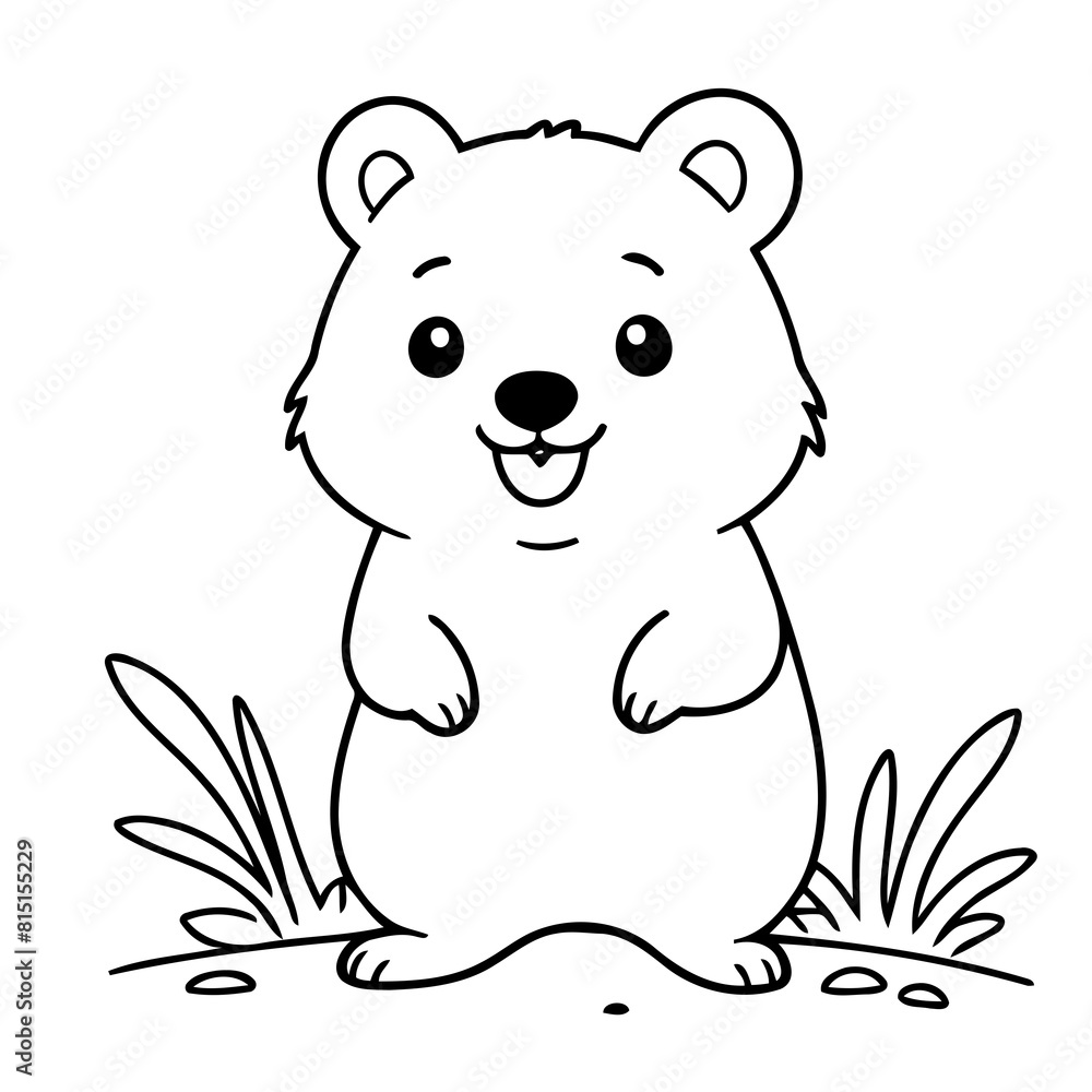 Cute vector illustration Quokka doodle for toddlers colouring page ...