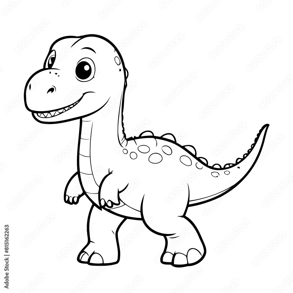 Vector illustration of a cute Diplodocus drawing for kids colouring ...