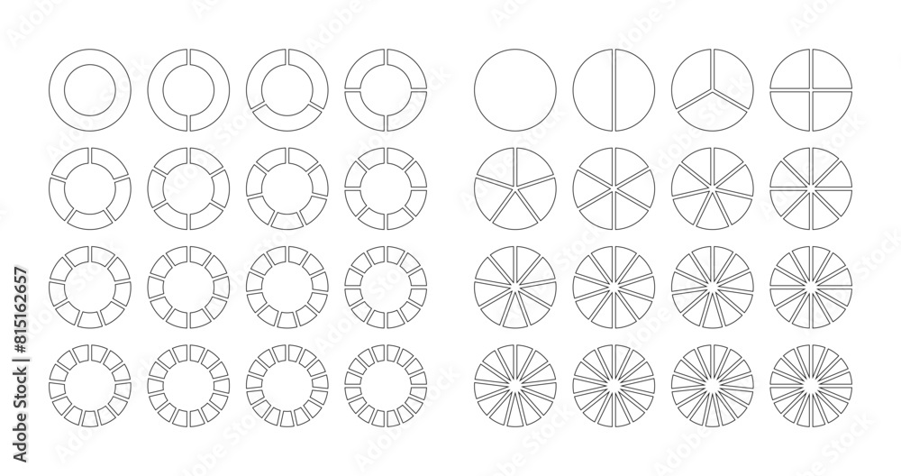Circle and ring outline structure graph. Circle section template. Round ...